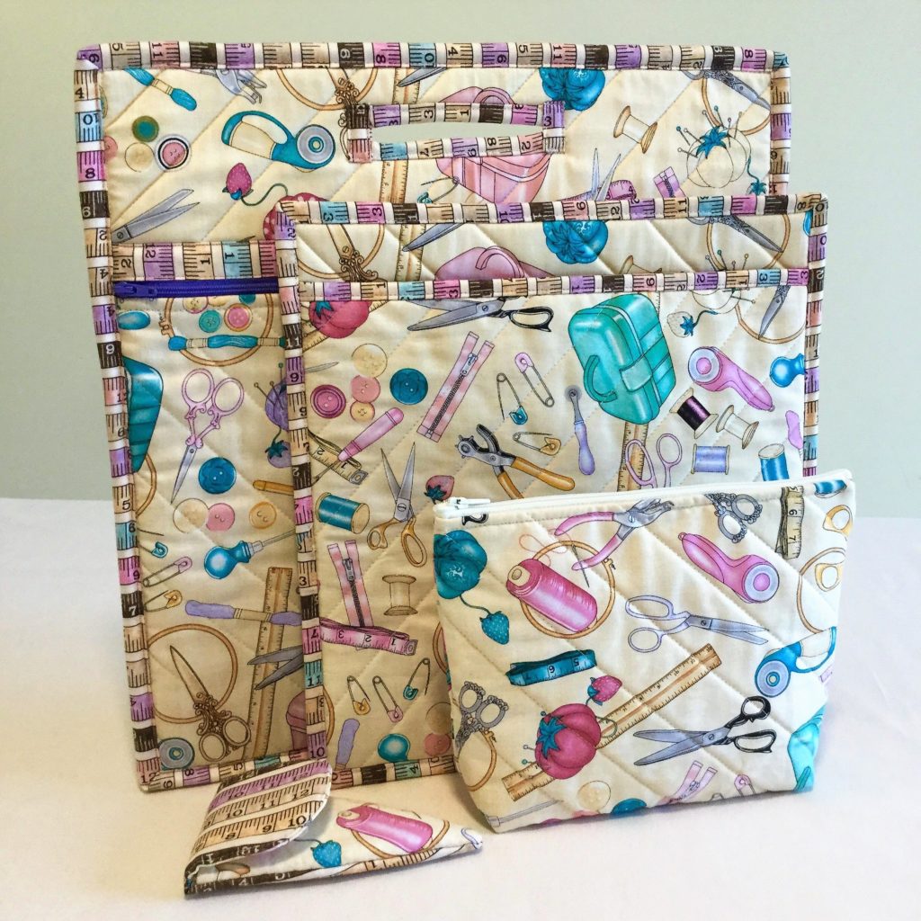 Cross Stitch Project Bag Set – Sewing theme – Chain Bay Sewcraft